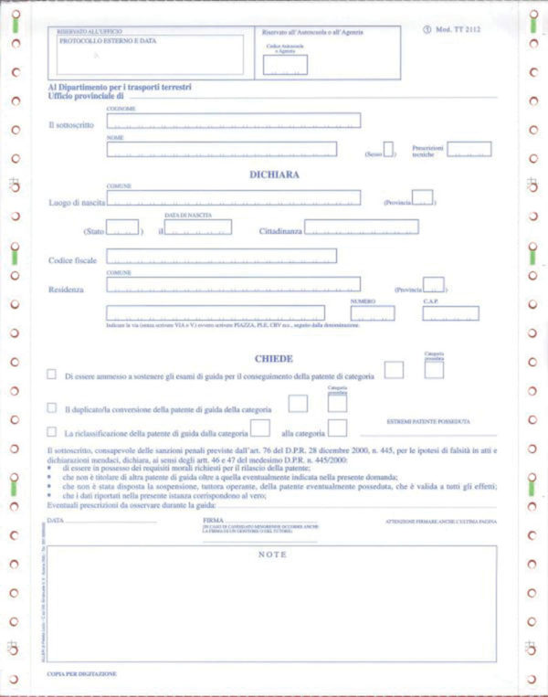 Modulo TT 746 per revisione patente - esseBì Italia